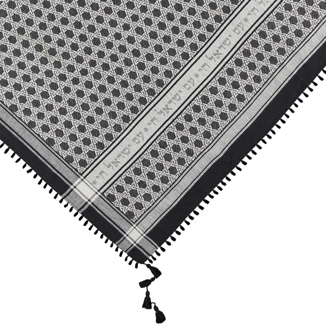 Sudra Jewish Scarf: Black Star of David, Woven Tassel Scarf - Etsy