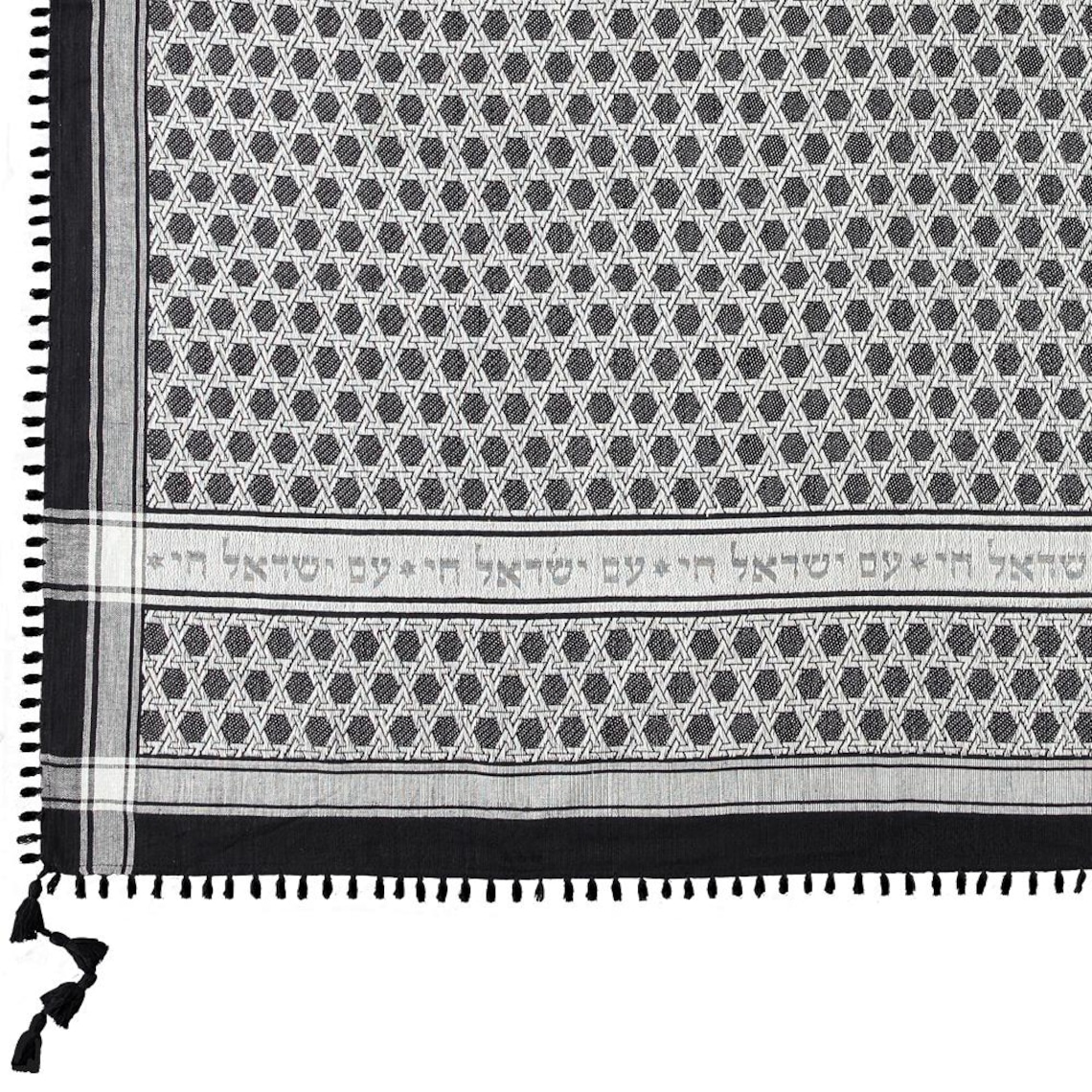 Sudra Jewish Scarf: Black Star of David, Woven Tassel Scarf - Etsy