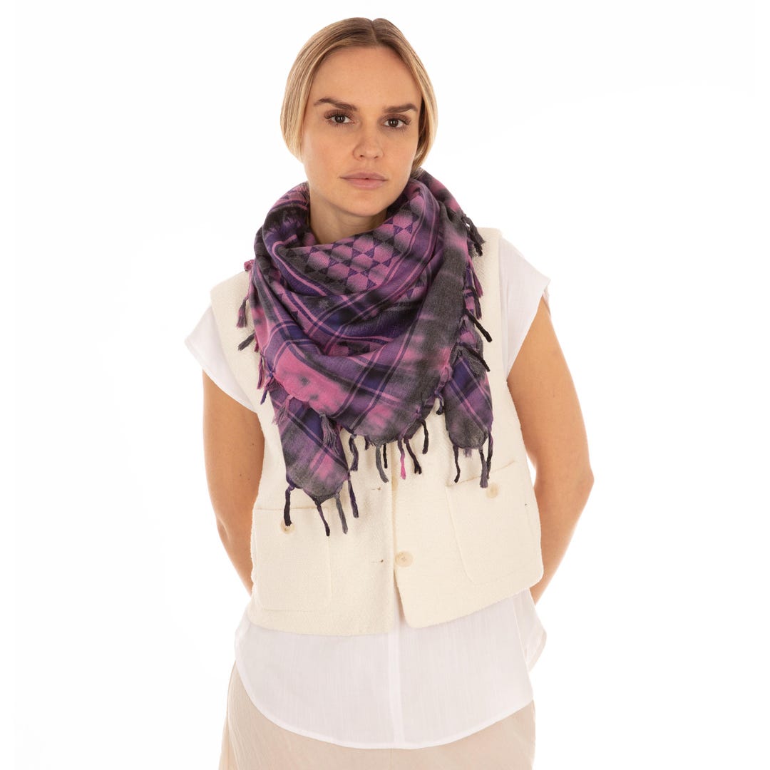 Tie Dye Star of David Cotton Scarf With Fringe - Orchid/gray - Etsy