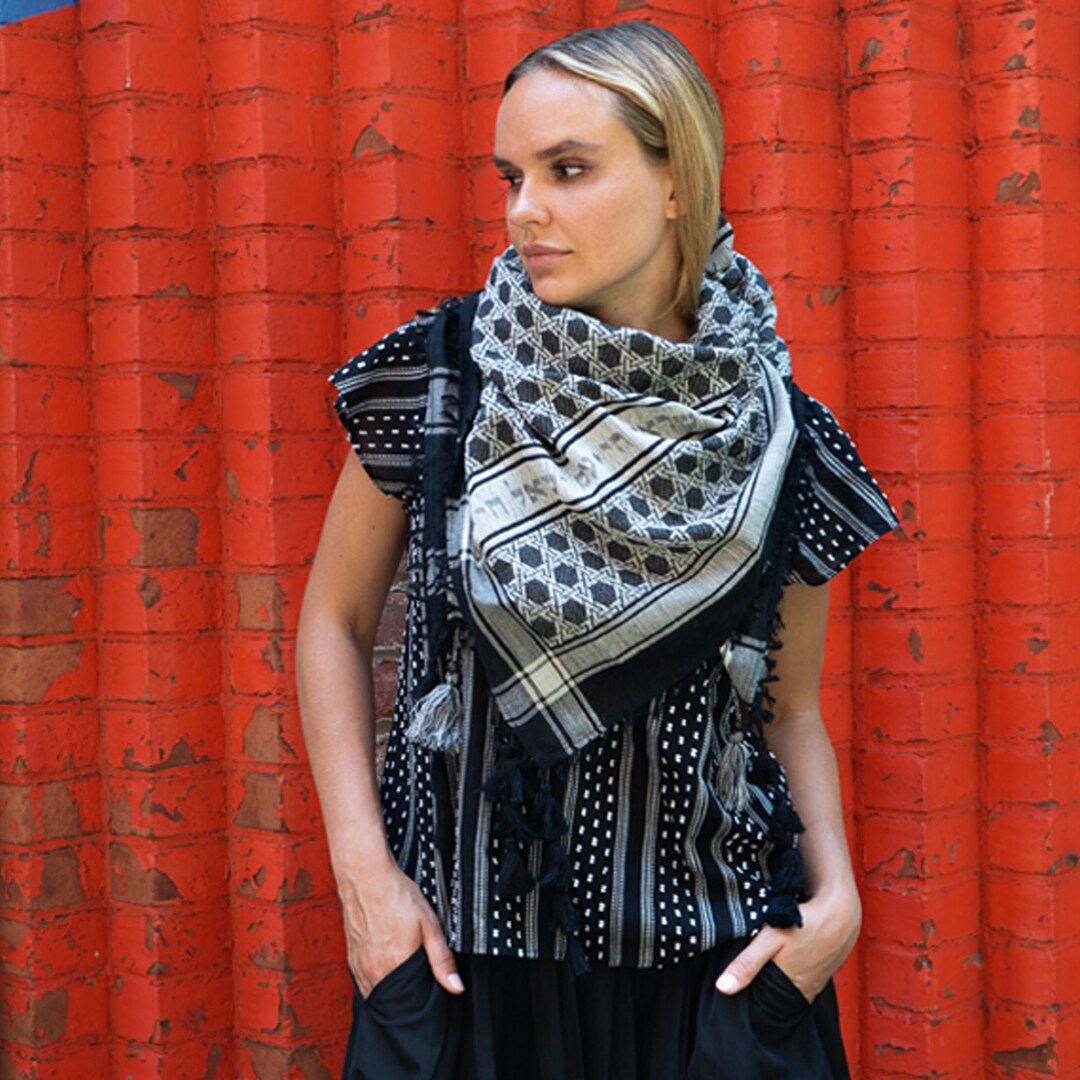 Sudra Jewish Scarf Interlinked Black Star of David, for Men & Women ...