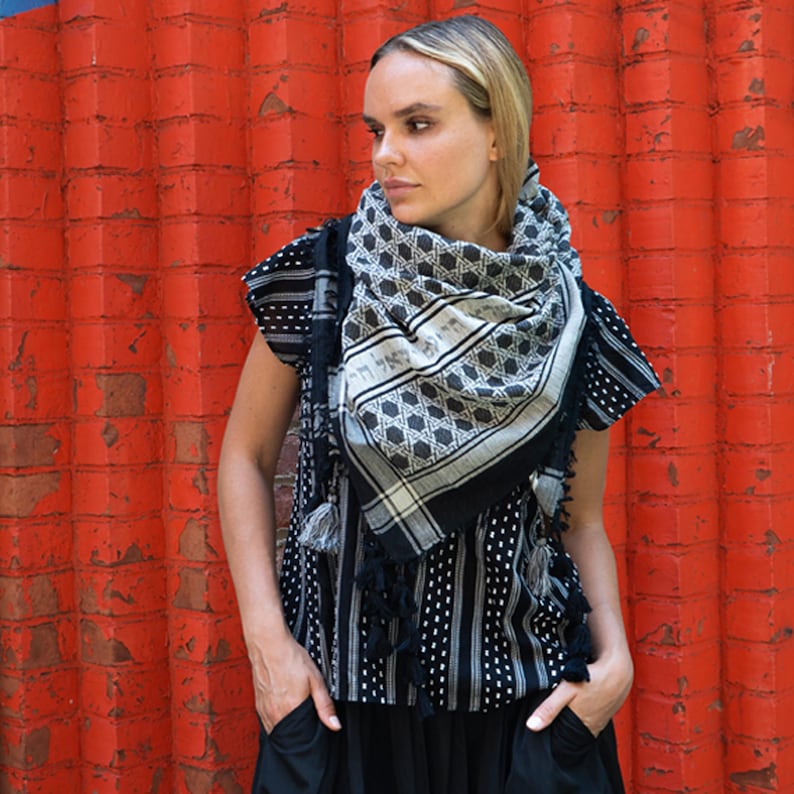 Star of David Scarf: Woven Jewish Sudra With Handcrafted Fringes - Etsy