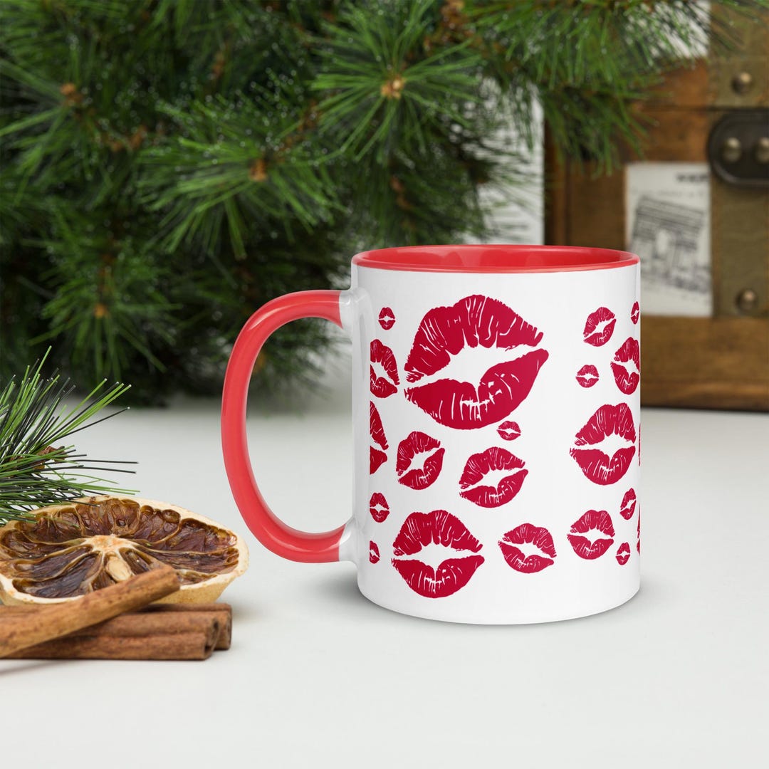 Mug With Red Lip Design - Etsy