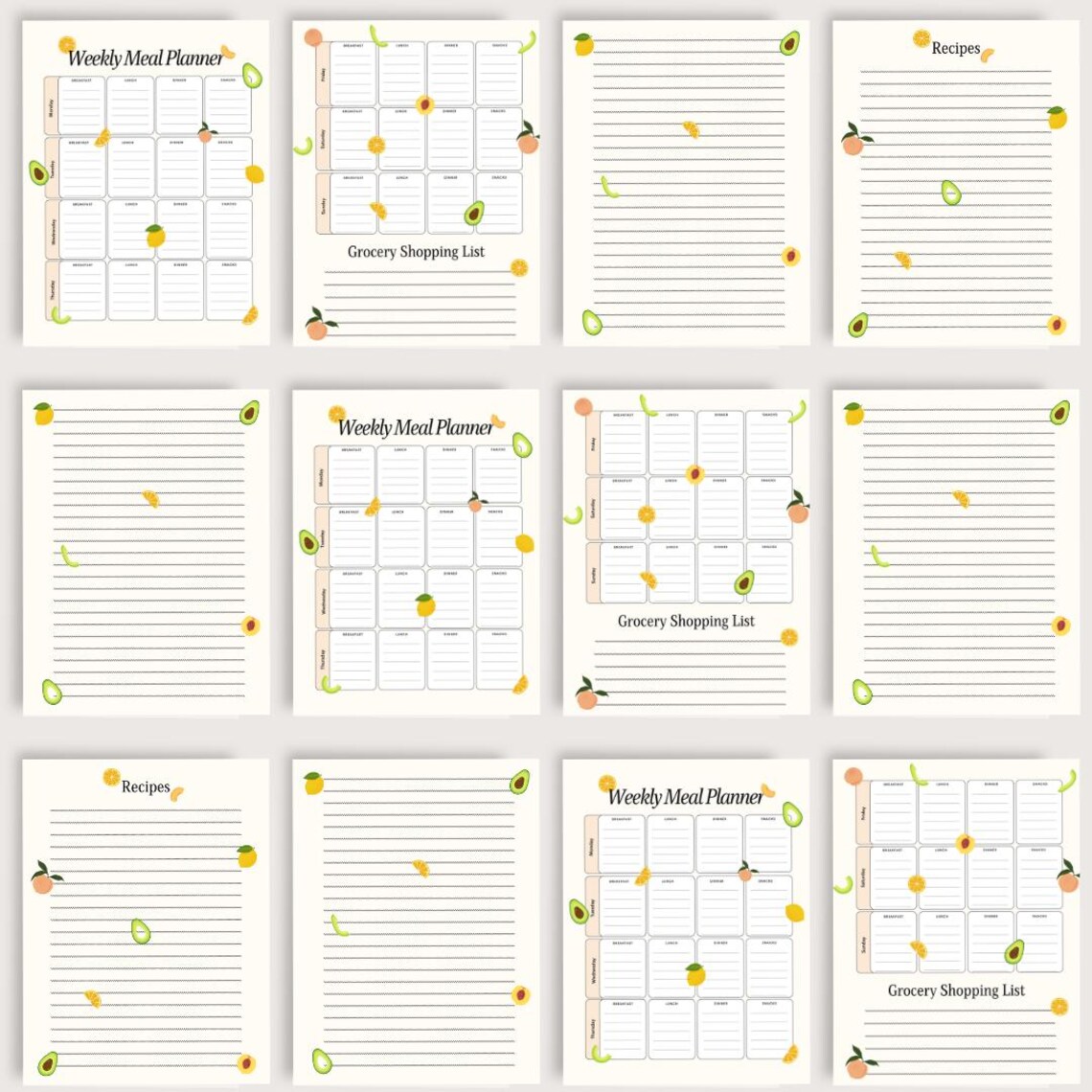 Printable Weekly Meal Planner | Meal Planning Template W Grocery List ...