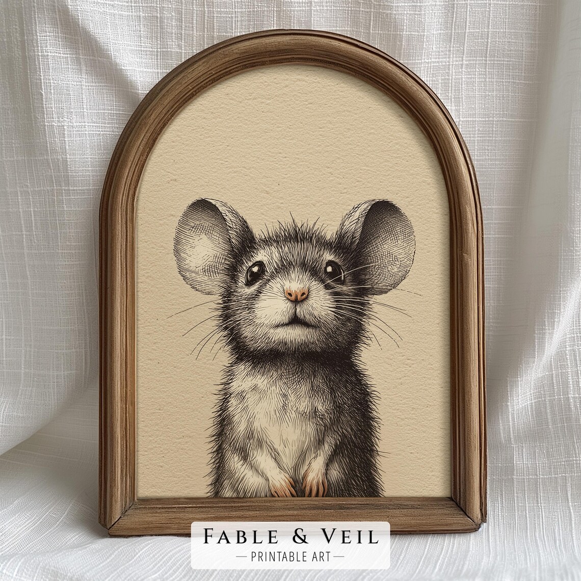 Vintage Mouse Print: Woodland Animal Art, Farmhouse Wall Art, Nursery ...