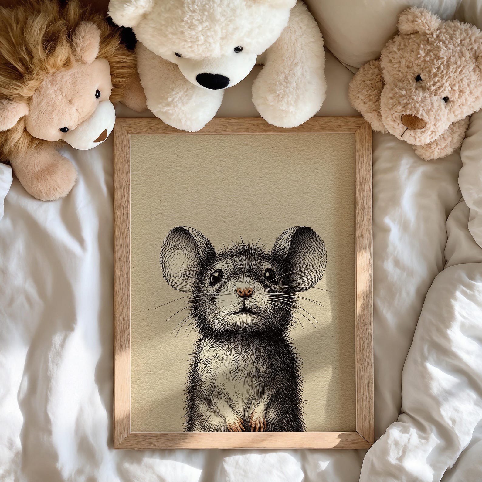 Vintage Mouse Print: Woodland Animal Art, Farmhouse Wall Art, Nursery ...