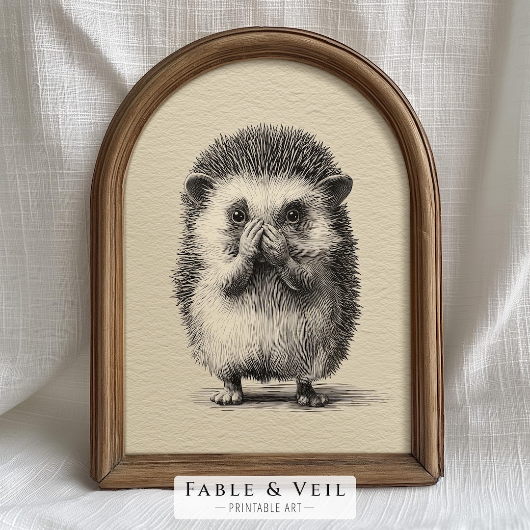 Funny Smelly Bathroom Art Print of Vintage Hedgehog Wall Art: Retro ...