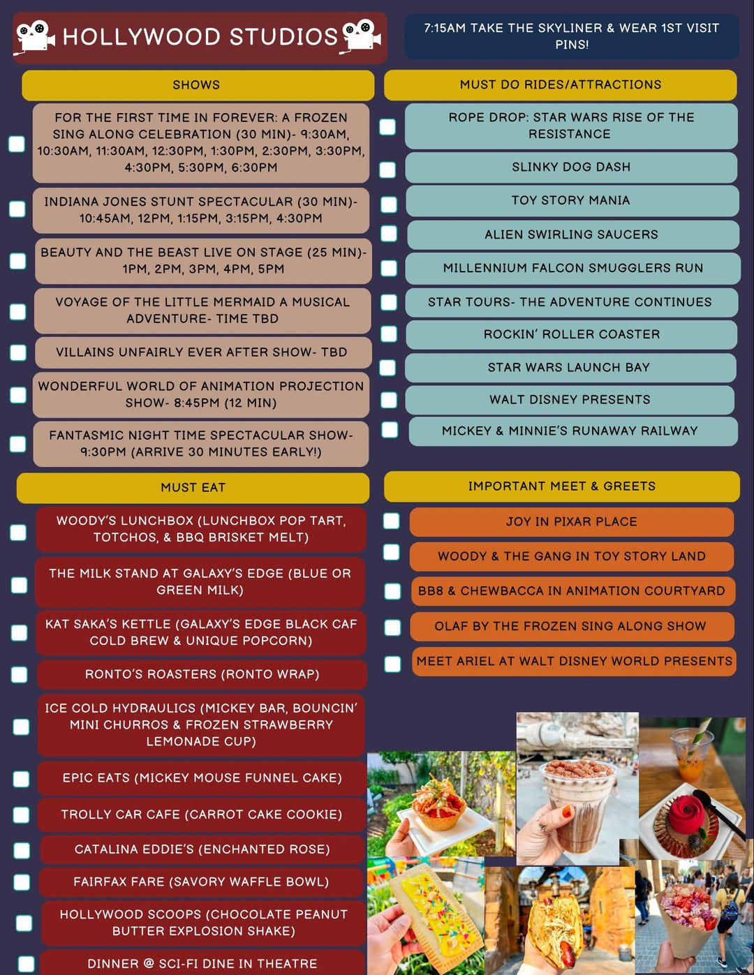 Disney Epcot Checklist Template - Etsy