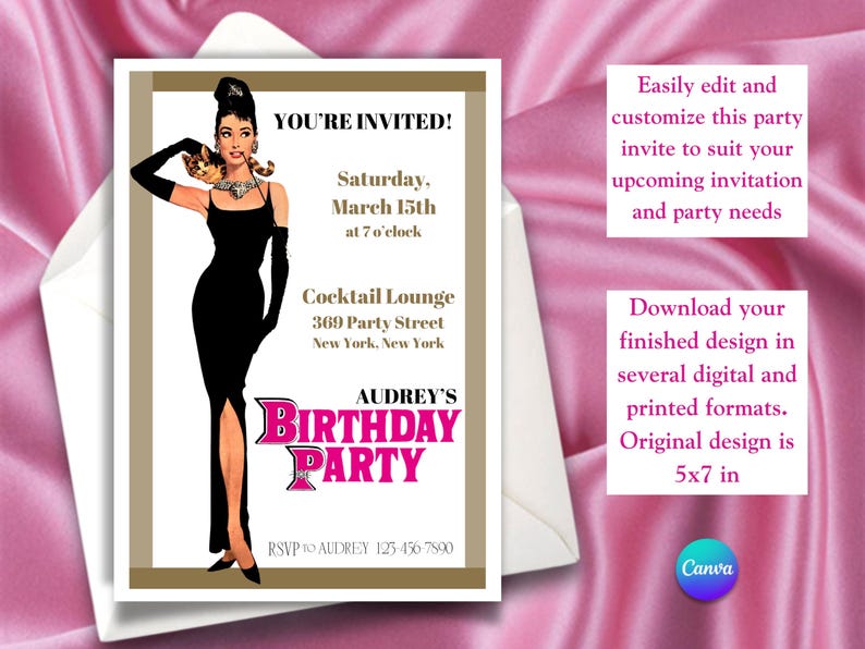 Breakfast at Tiffany's Audrey Hepburn Birthday Party Editable ...