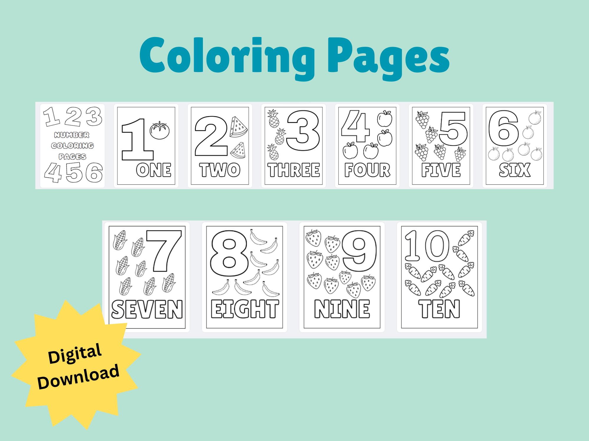 Number Coloring Pages 1-10 for Kids, 1-10 Learning Coloring Pages ...