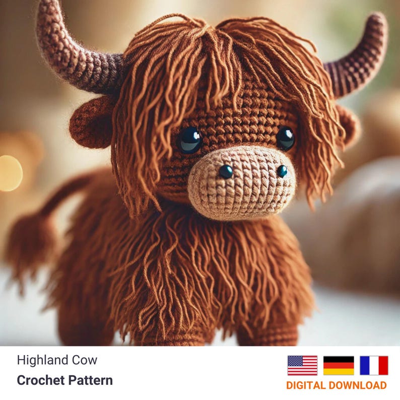 Highland Cow Crochet Pattern Amigurumi Digital PDF Tutorial Instant ...