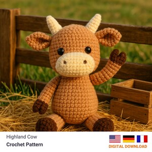 Highland Cow Crochet Pattern –cow Amigurumi Pattern, the Big Size ...