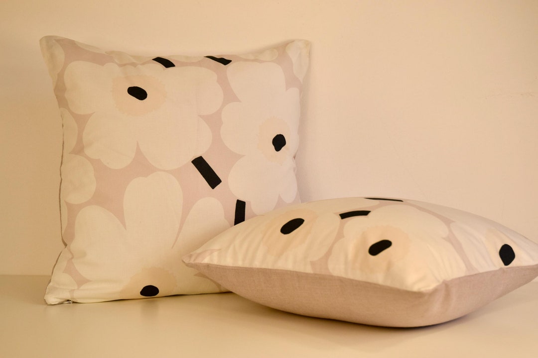 Sand & Cream Marimekko Unikko Pattern | Handmade Floral Cushion Cover ...