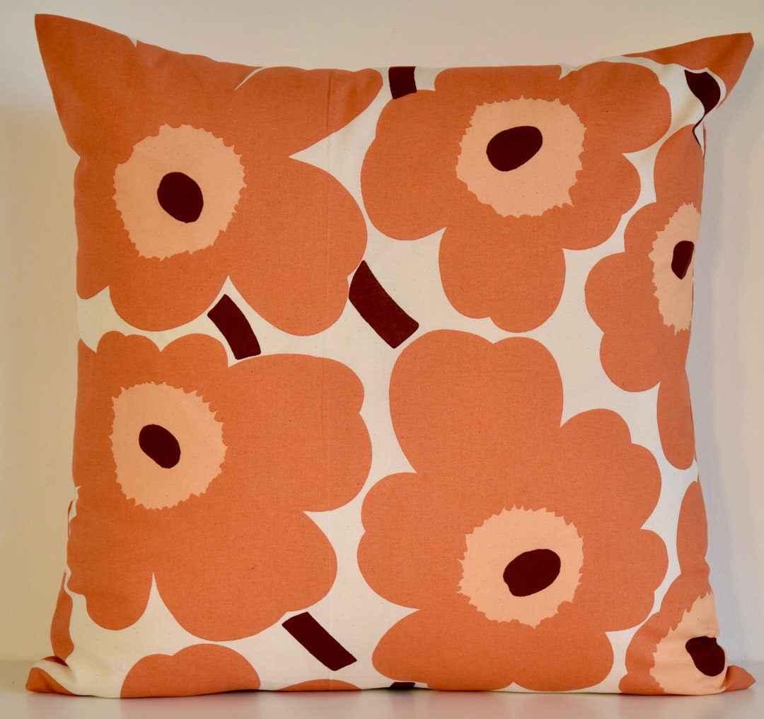 Apricot | Peach | Burgundy | Marimekko Unikko Poppy Pillow Cover ...