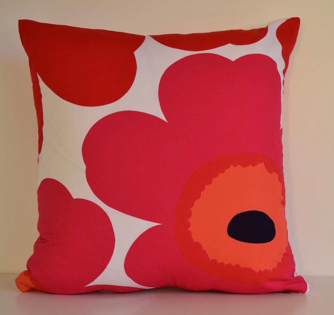 Red Pink Unikko Marimekko Pattern Poppy Pillow Floral Pillow Handmade ...
