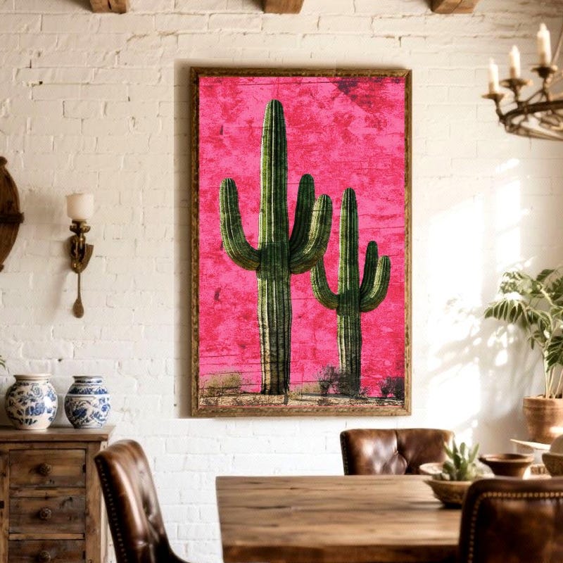 Large Pink Cactus Print - Etsy