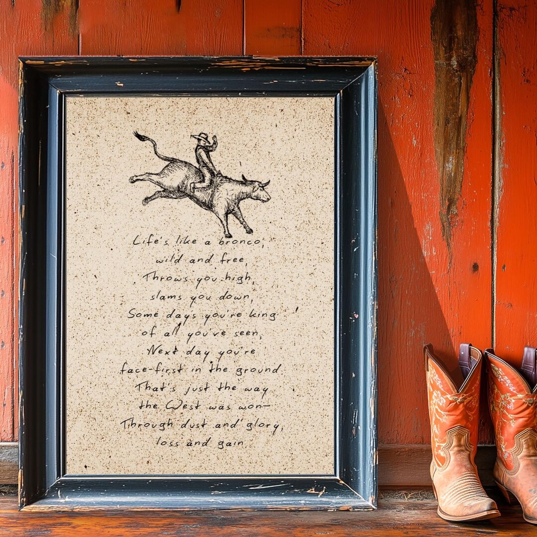 Cowboy Poetry - Western Wall Art - Bull Rider Gift - Rodeo Decor ...