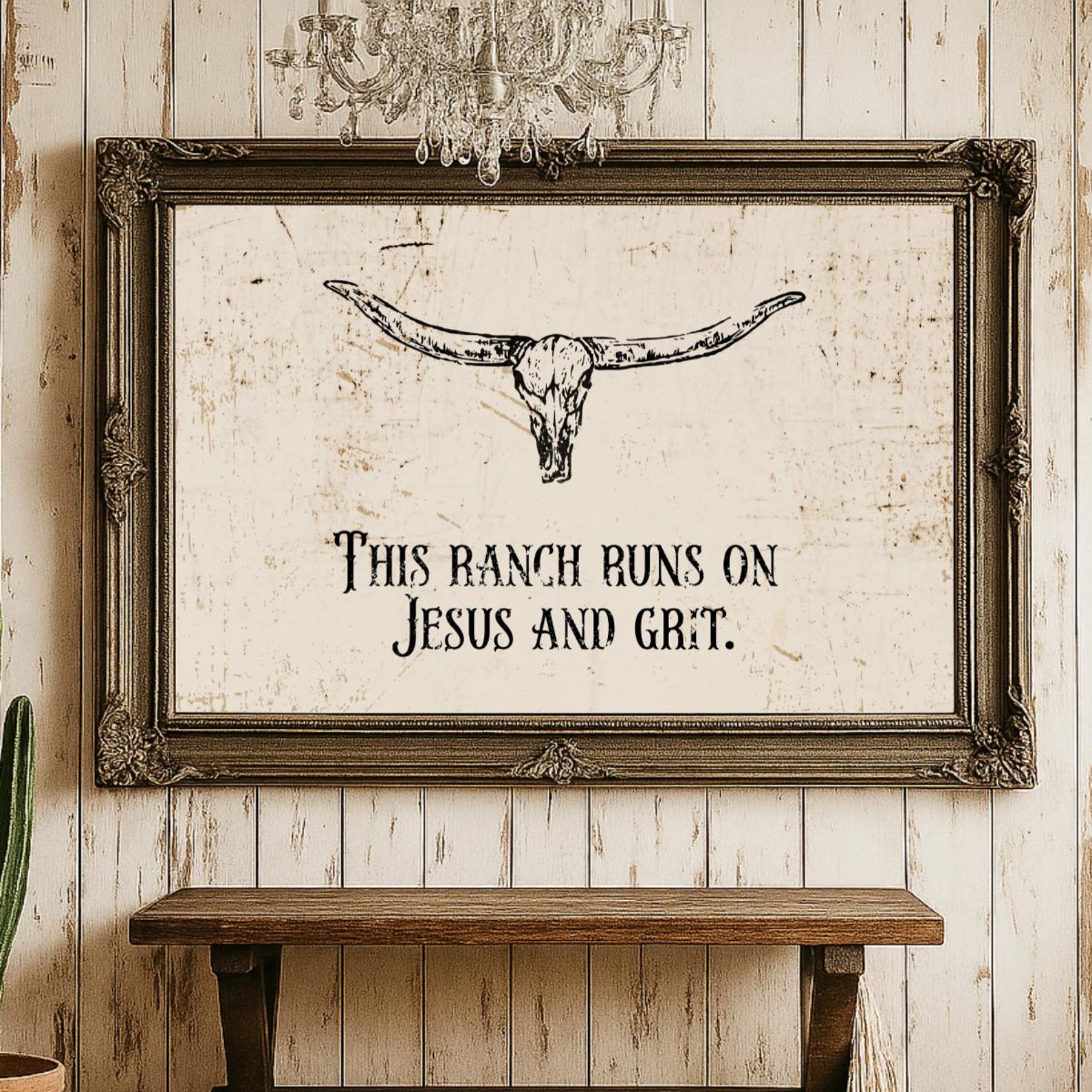 Christian Ranch Sign Print, Farmhouse Inspirational Wall Art - Rustic ...