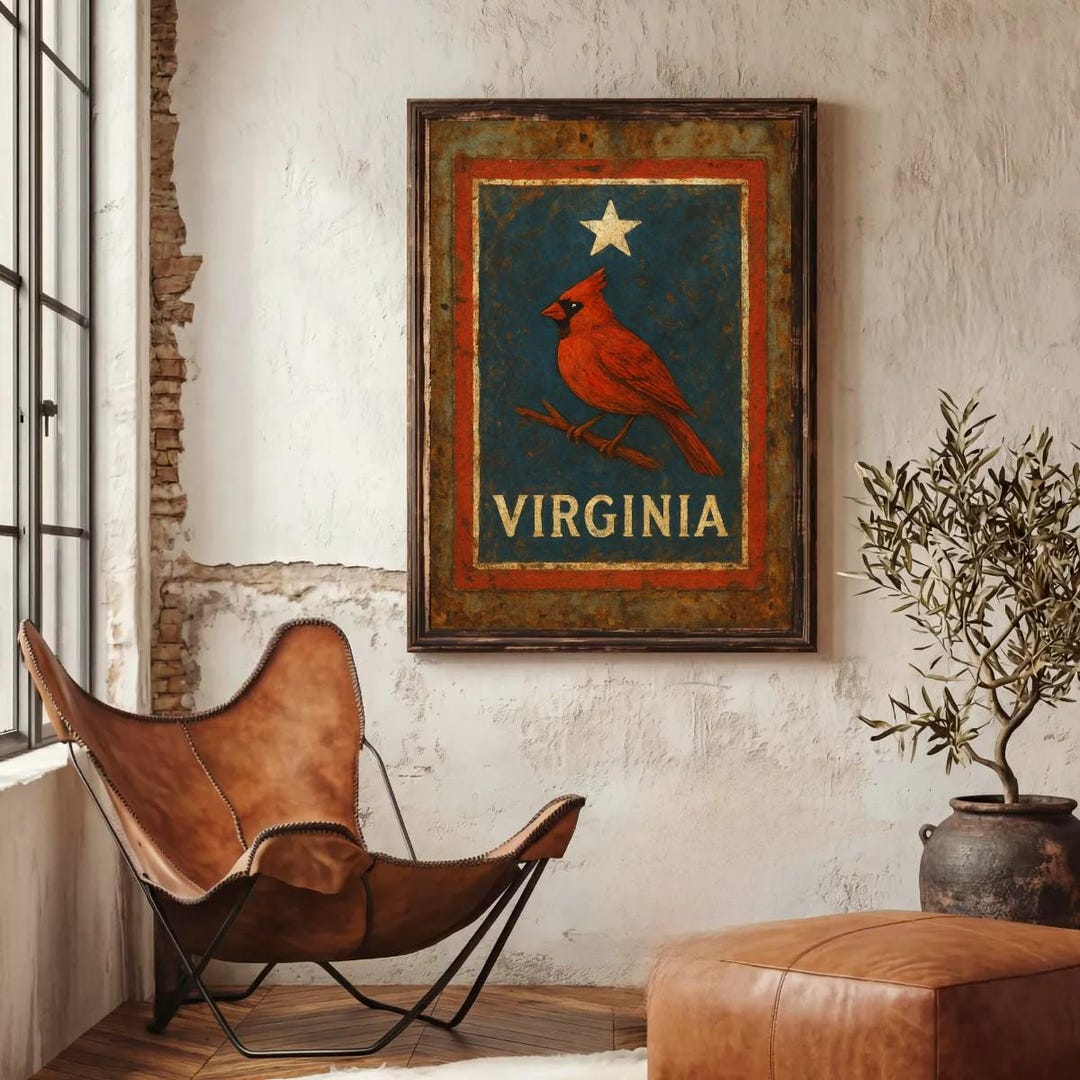 Virginia State Flag Print Vintage, Rustic Virginia Wall Art, Patriotic ...