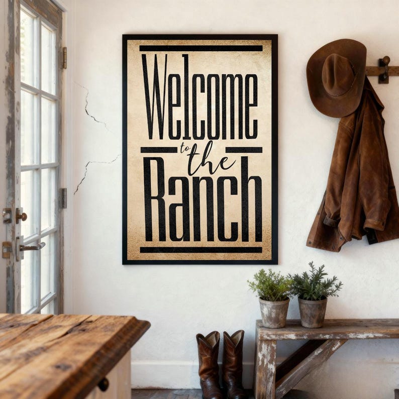 Welcome to the Ranch Sign, Southwestern Western Decor, Cowboy Cabin ...