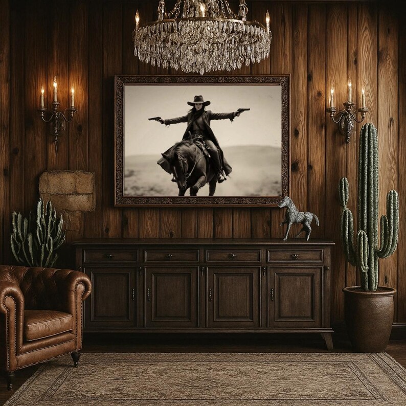 Western Cowgirl Wall Art, Vintage Wild West Outlaw Print, Rustic ...