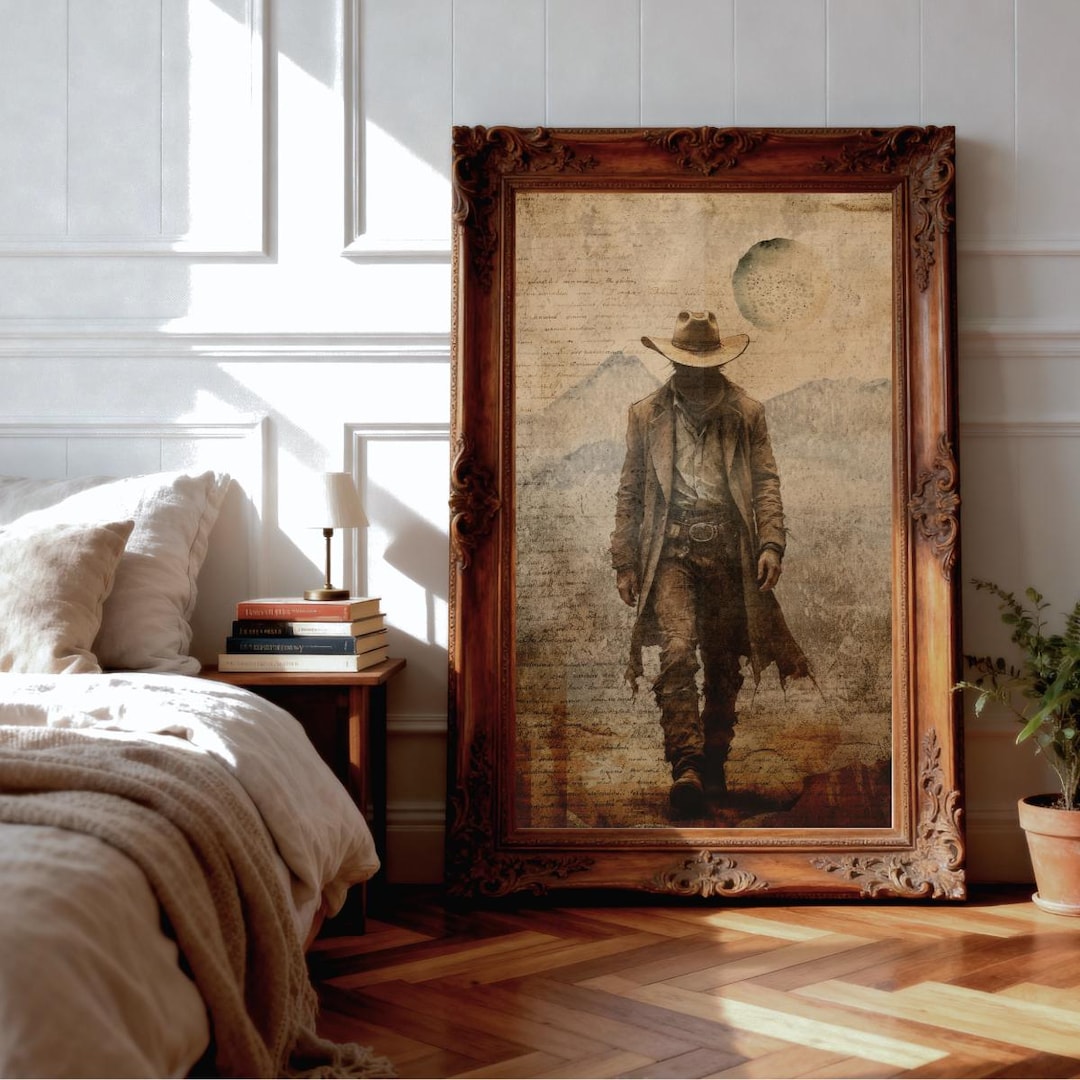 Intense Cowboy Portrait Print, Dramatic Western Wall Art, Powerful ...