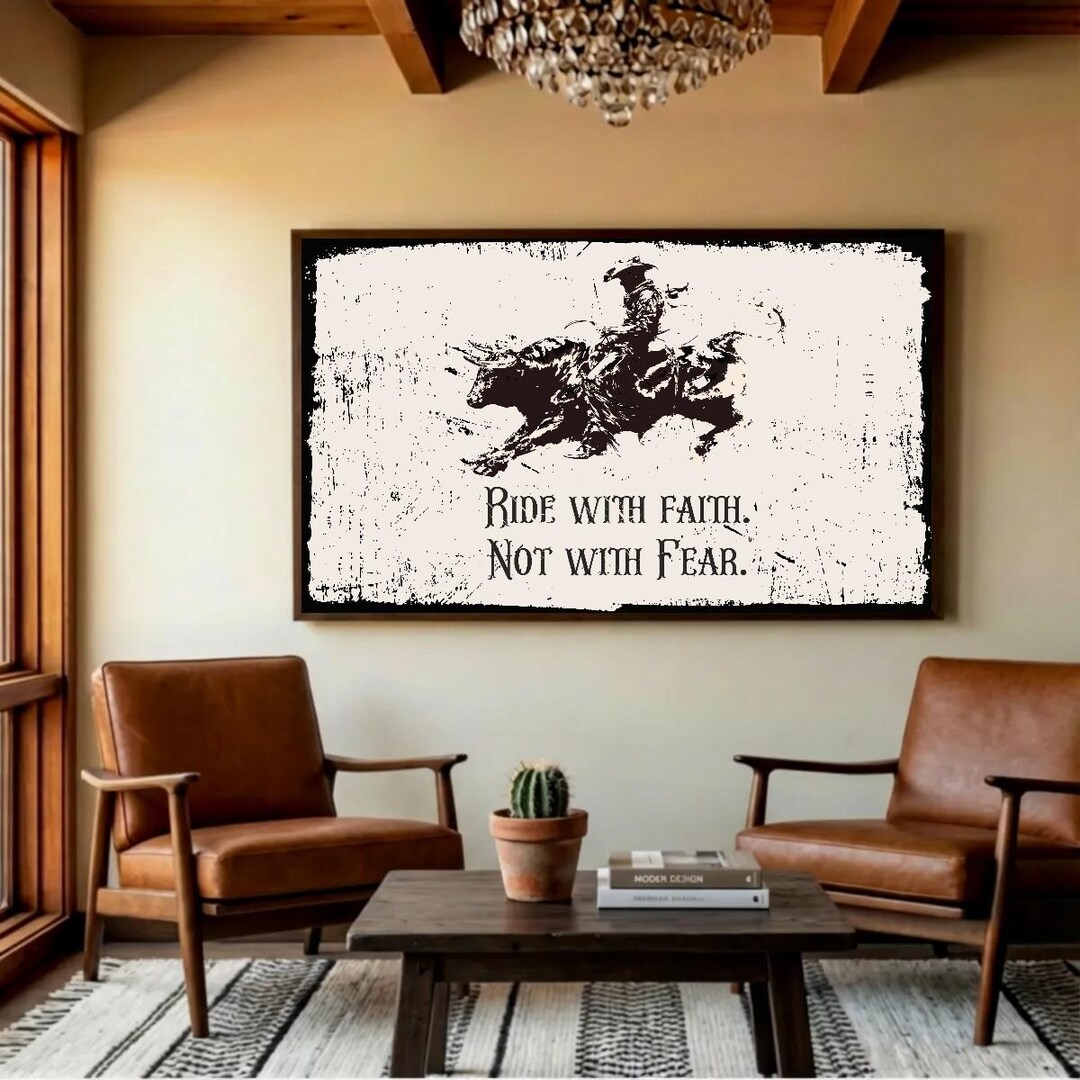 Christian Wall Art Print - Faith Over Fear Poster, Rustic Scripture ...