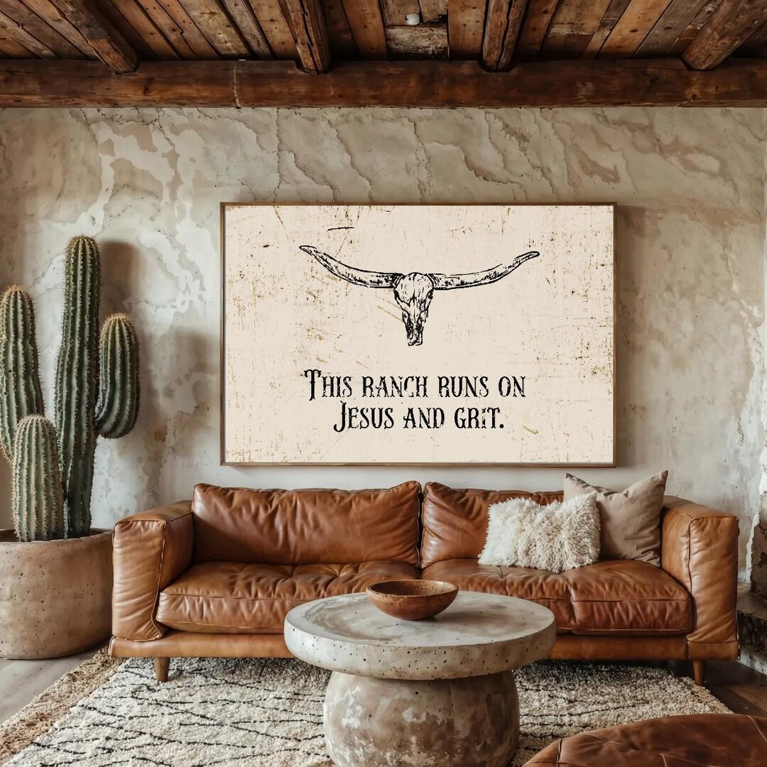 Christian Ranch Sign Print, Farmhouse Inspirational Wall Art - Rustic ...