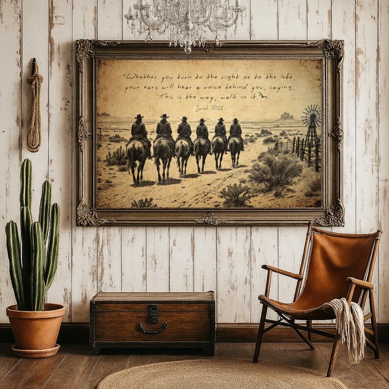 Bible Verse Art Rustic Christian Wall Art, Isaiah 30:21 Vintage Western ...