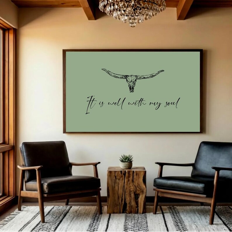 It Is Well With My Soul Wall Art, Longhorn Western Christian Poster ...