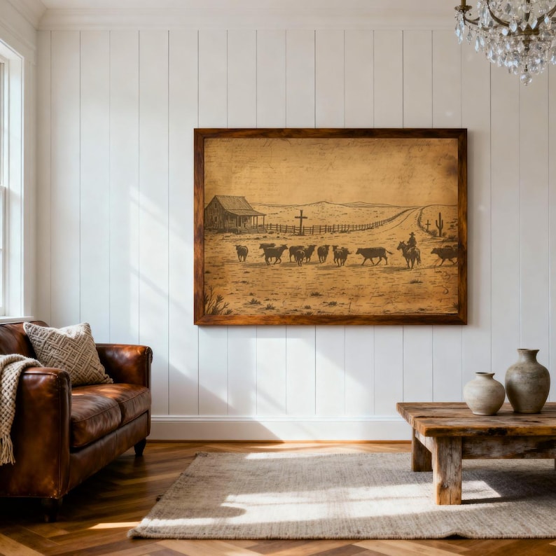 Christian Cross Print, Landscape Rustic Religious Wall Art, Spiritual ...