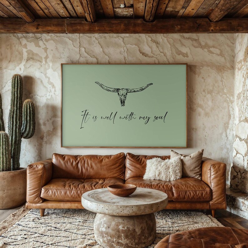 It Is Well With My Soul Wall Art, Longhorn Western Christian Poster ...