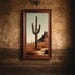 Cactus Art, Rustic Vintage Desert Landscape Large Wall Art, Rustic ...