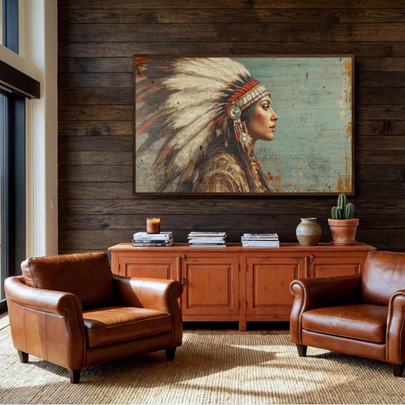 Western Decor, Rustic Tribal Art, Boho Home Decor, Vintage Indigenous ...