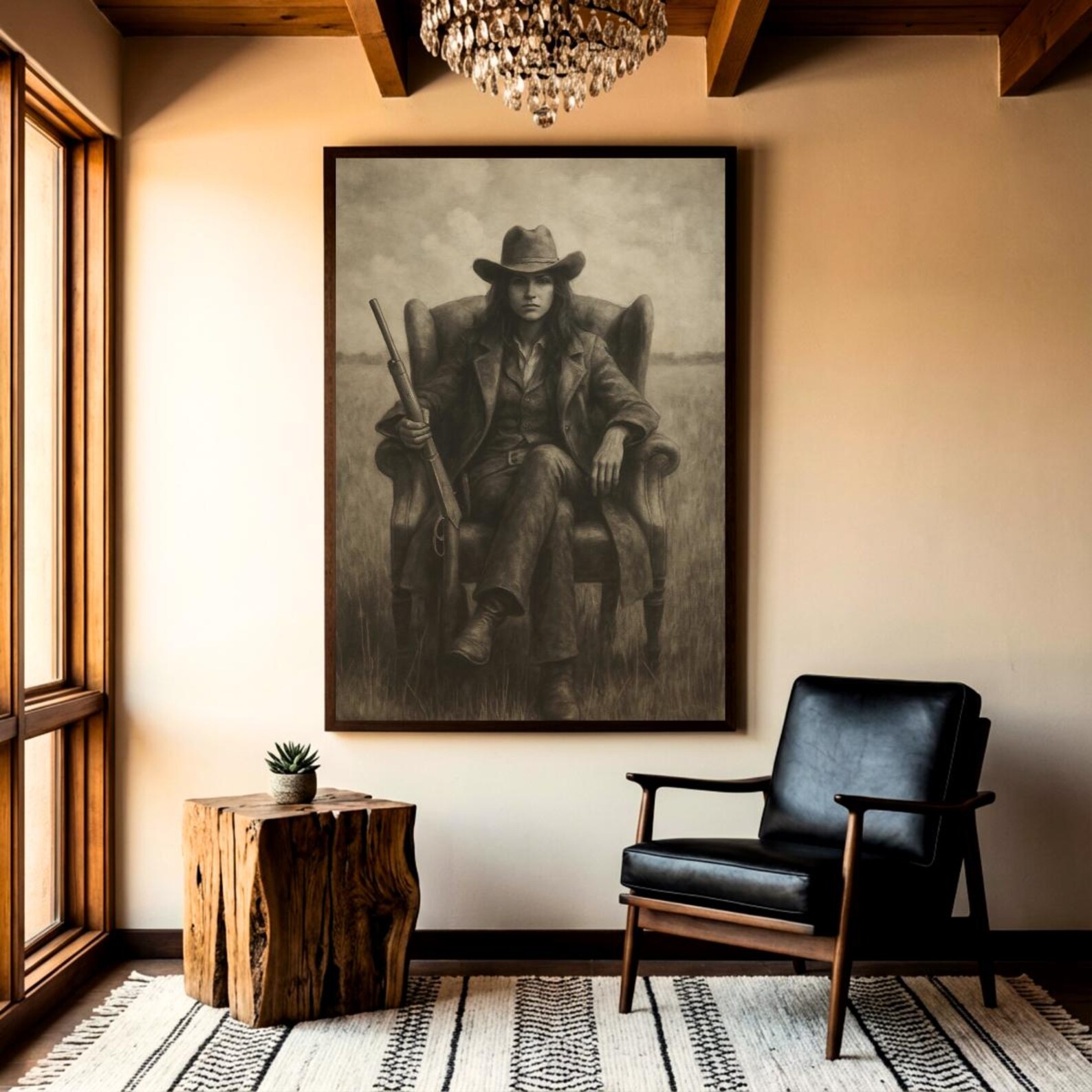 Western Outlaw Cowgirl Portrait Print, Vintage Wild West Sepia Poster ...