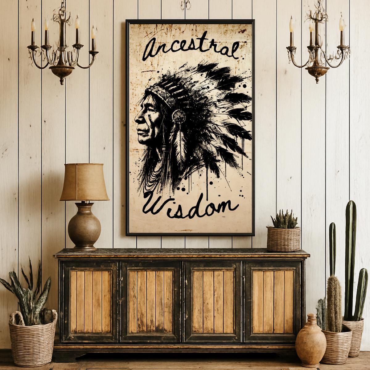Vintage Native American Art Print, Indigenous Western Wall Decor ...