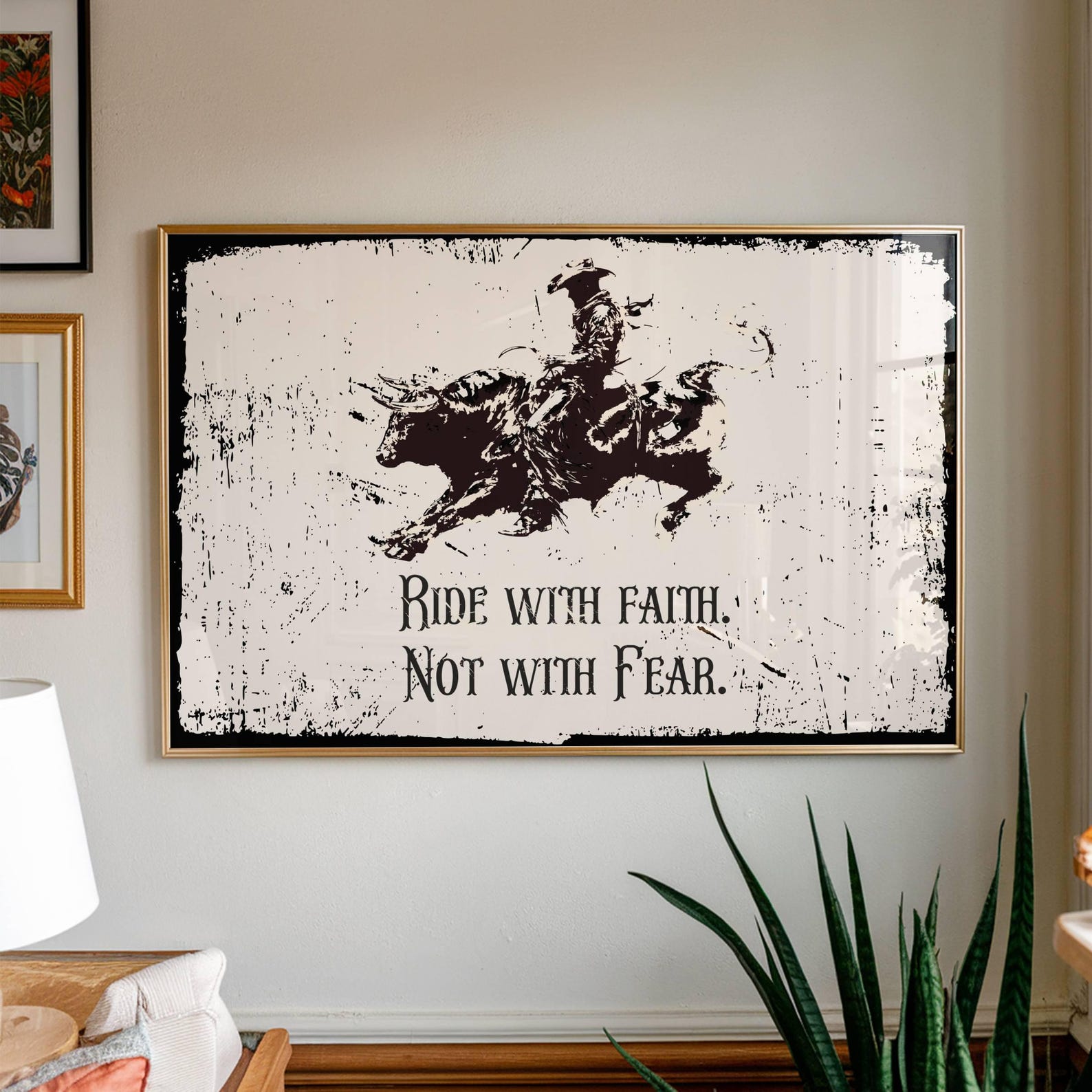 Christian Wall Art Print - Faith Over Fear Poster, Rustic Scripture ...