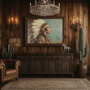 Western Decor, Rustic Tribal Art, Boho Home Decor, Vintage Indigenous ...