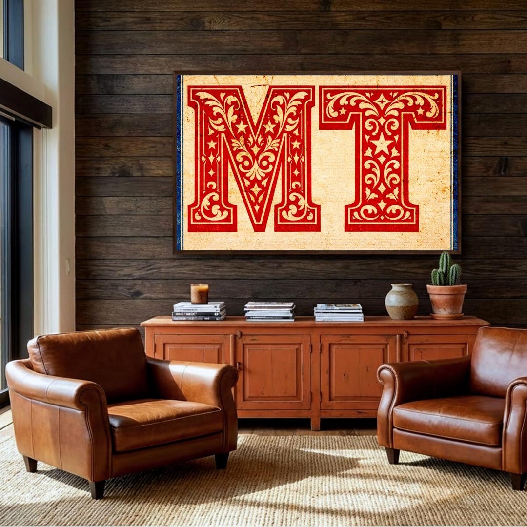 Montana State Code Print, MT Flag Colors Wall Art, Vintage Montana ...