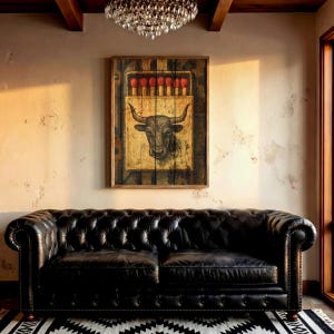 Longhorn Matchbox Print | Vintage Western Wall Art | Rustic Ranch ...