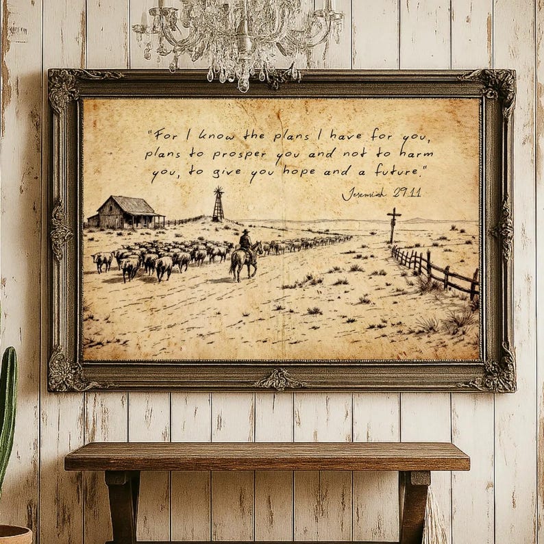 Jeremiah 29:11 Bible Verse Poster, Western Christian Wall Art ...