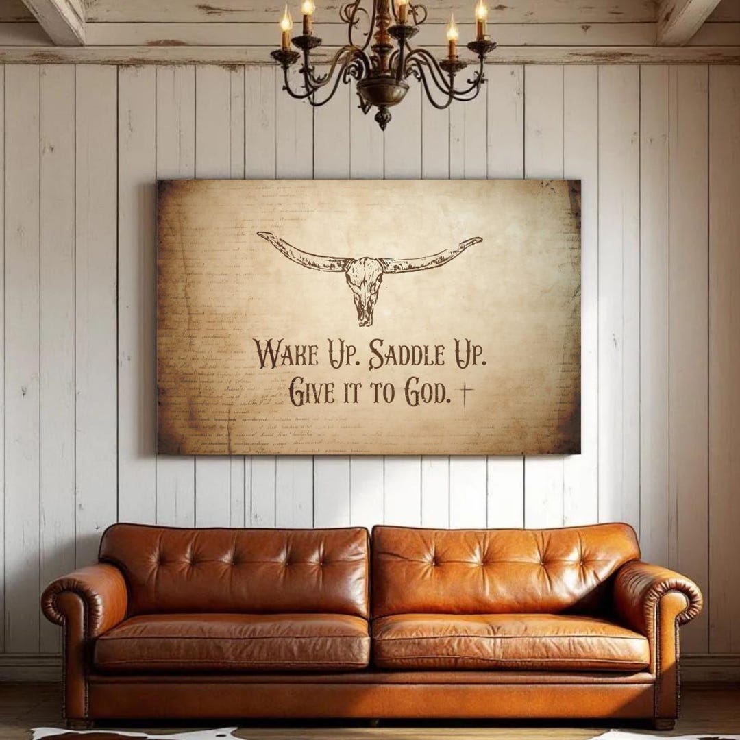 Rustic Christian Western Wall Art Motivational Poster Vintage Decor ...