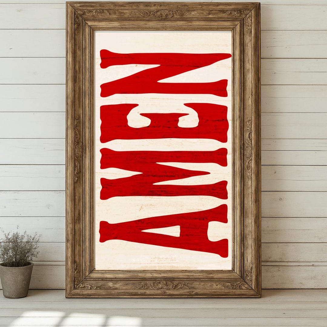 Amen Print Typography Poster Trendy Christian Wall Art Retro Poster ...