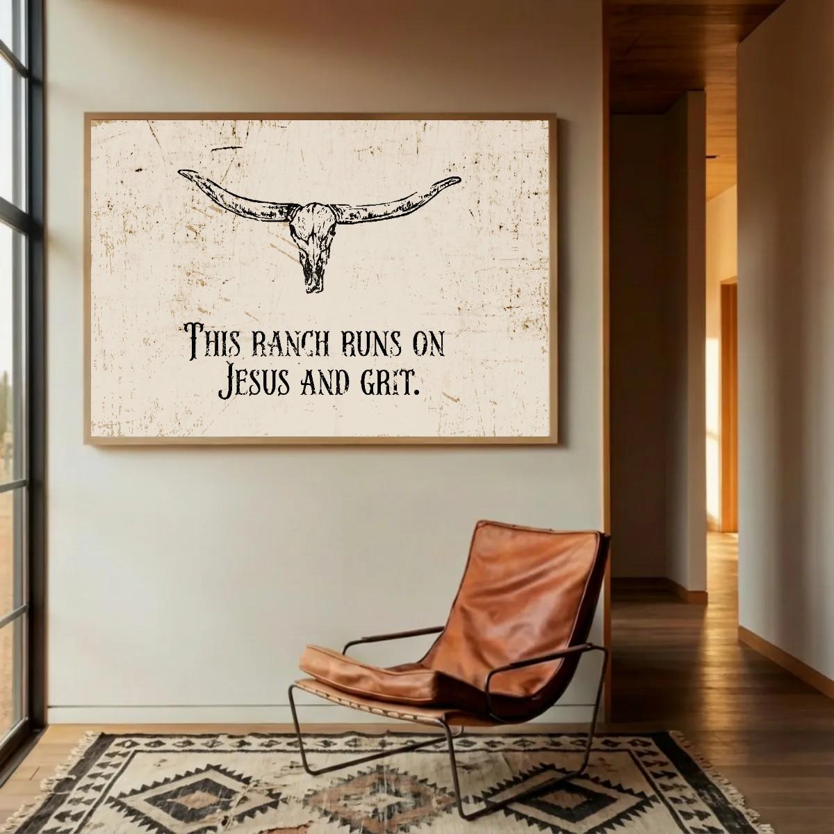 Christian Ranch Sign Print, Farmhouse Inspirational Wall Art - Rustic ...