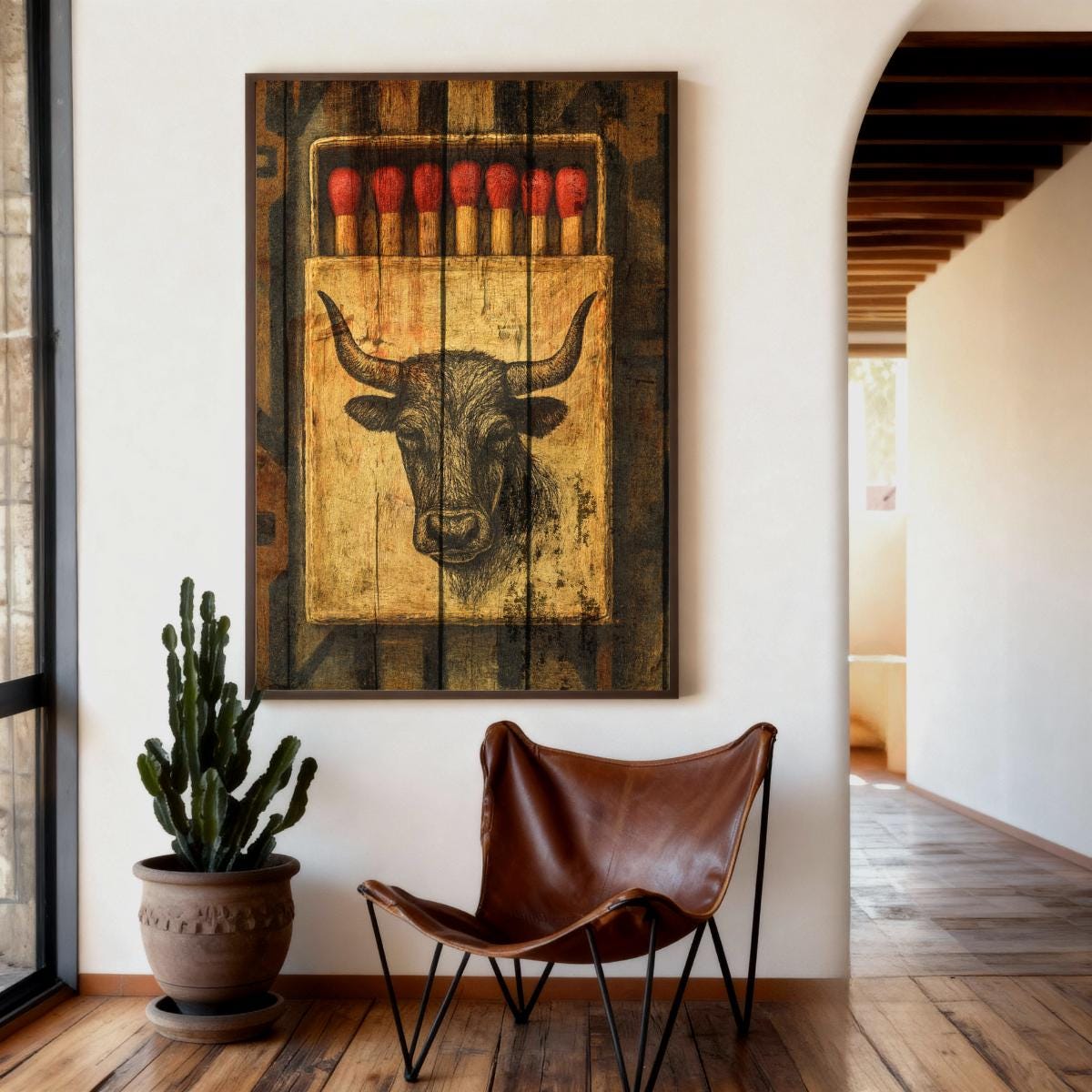 Longhorn Matchbox Print | Vintage Western Wall Art | Rustic Ranch ...