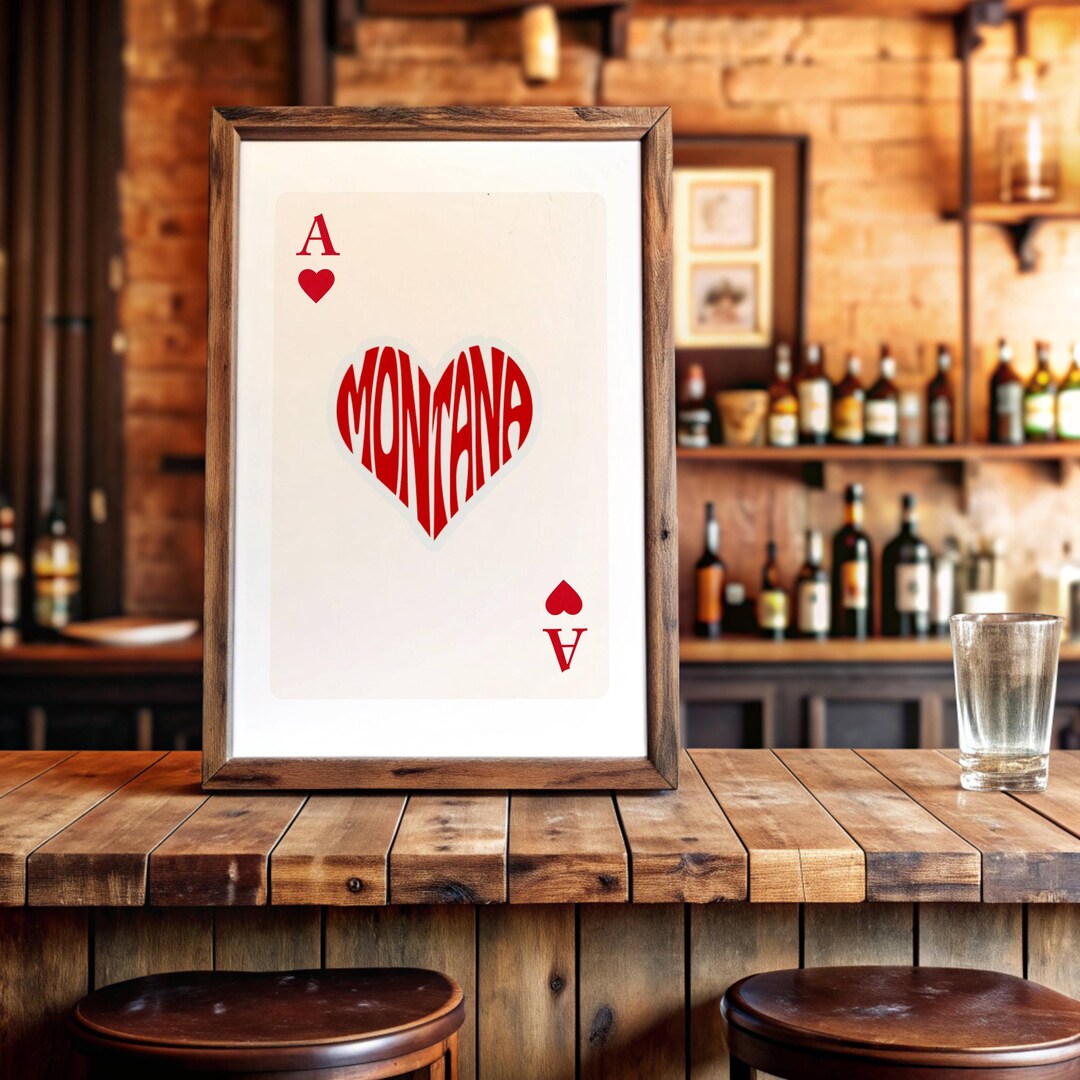 Playing Card Print, Vintage Western Montana Poster, Cowboy Wall Art ...