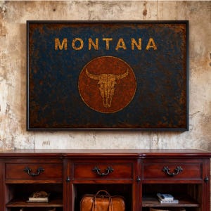 Montana Flag Print, Vintage USA State Wall Art, Rustic Montana State ...