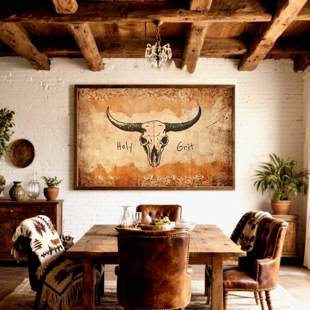 Holy Grit Christian Ranch Wall Art, Religious Country Home Poster ...
