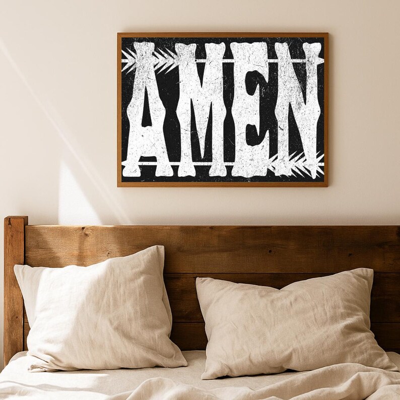 Amen Print, Vintage Christian Western Wall Art, Religious Amen Poster ...