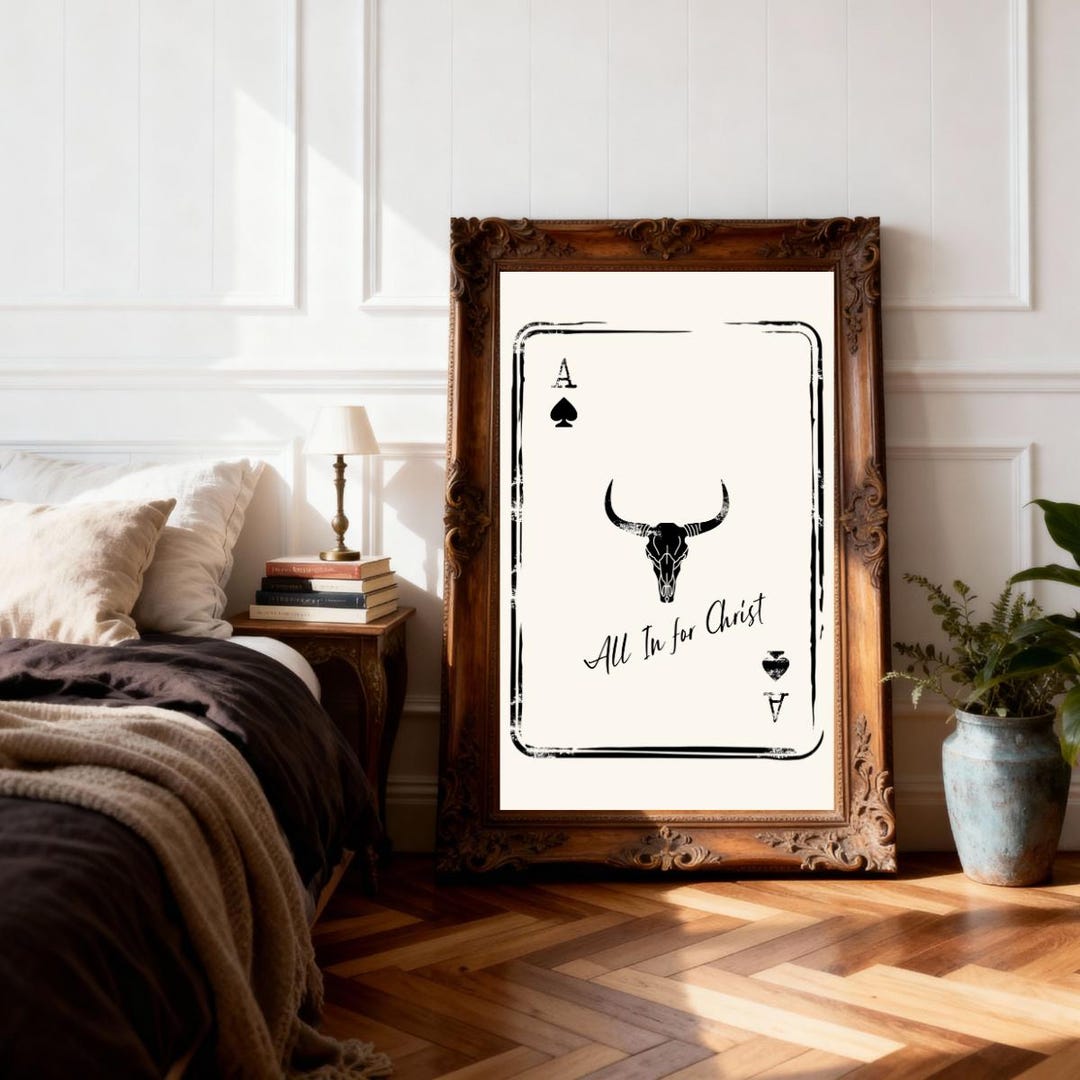Western Christian Art Print: Ace of Spades, Bible Verse Wall Art, Game ...