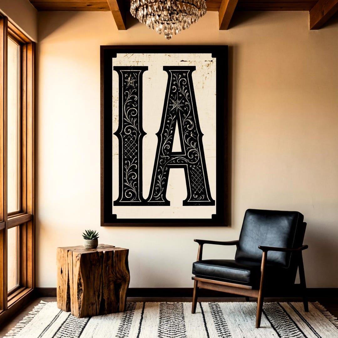 Iowa State Code Vintage Typography, Iowa Wall Art Print, Retro State ...